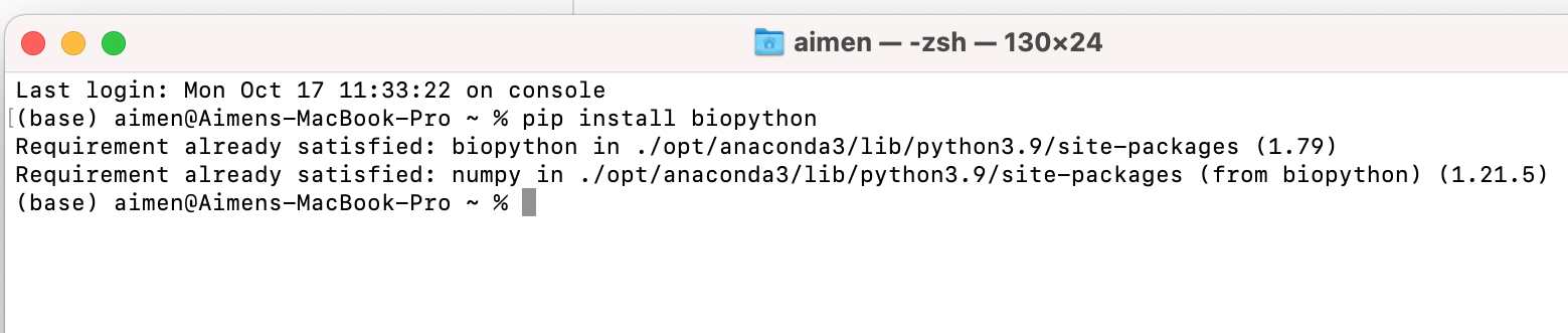 HOW TO INSTALL THE BIOPYTHON PACKAGE – BioCode