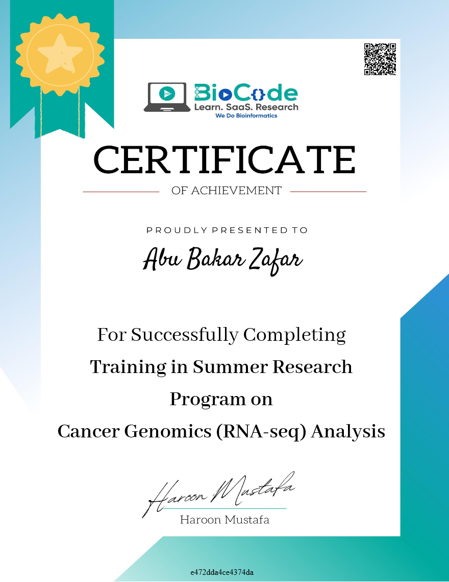 Summer Research Program – BioCode